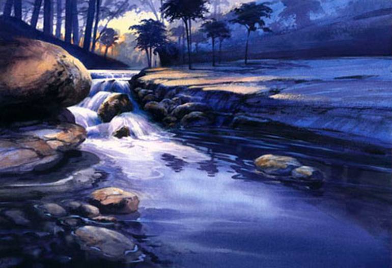 Blue Falls Painting by David Williams | Saatchi Art