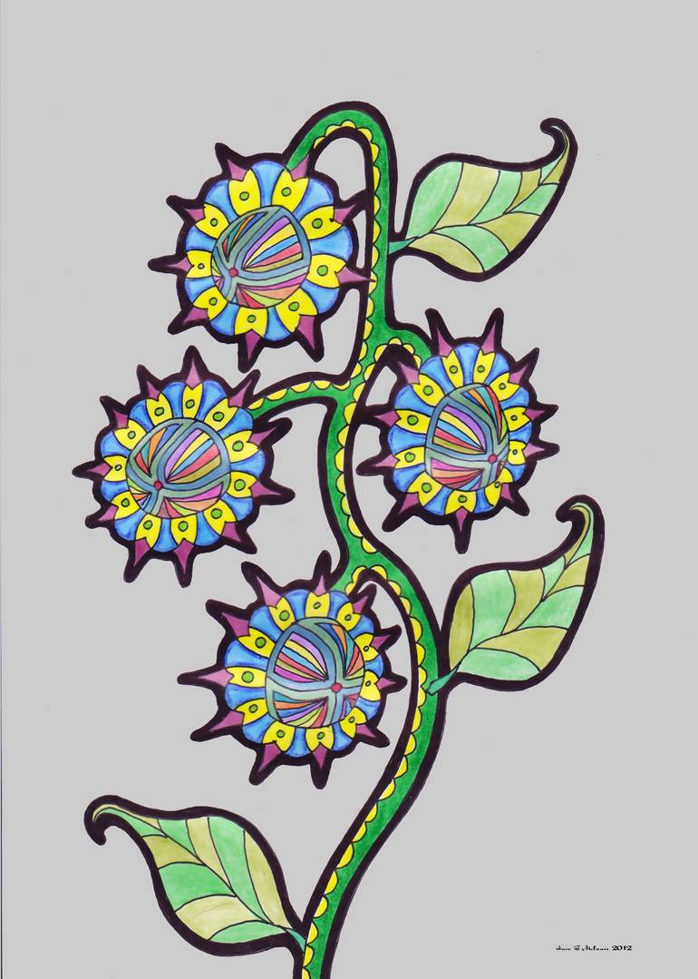 Four Flowers Drawing by IAN G | Saatchi Art