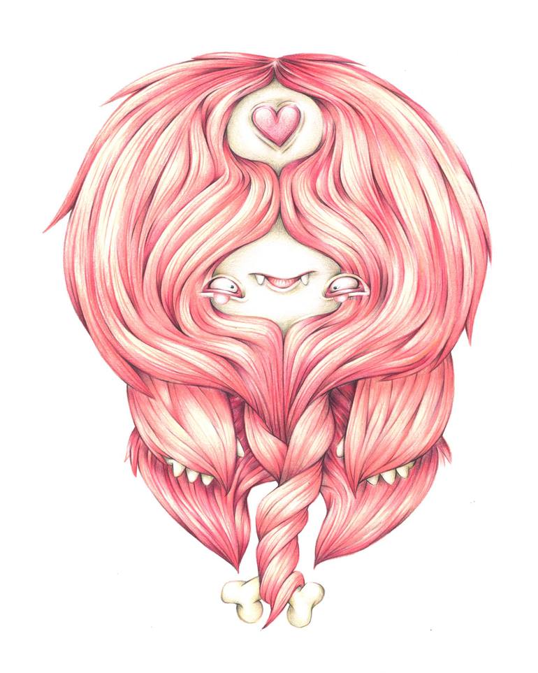 Pink Yeti Drawing by Marie Myth'of the Rainbow | Saatchi Art