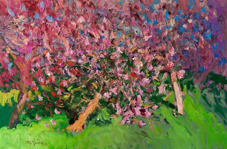 Peach Trees, Spring Painting by Suren Nersisyan | Saatchi Art Portugal