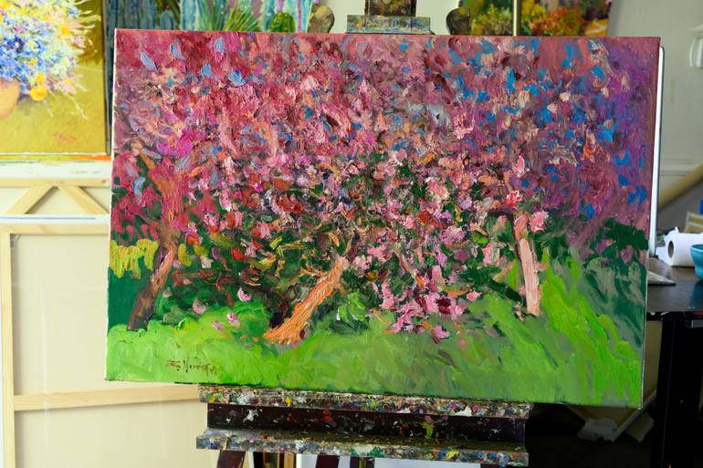 Peach Trees, Spring Painting by Suren Nersisyan | Saatchi Art Portugal