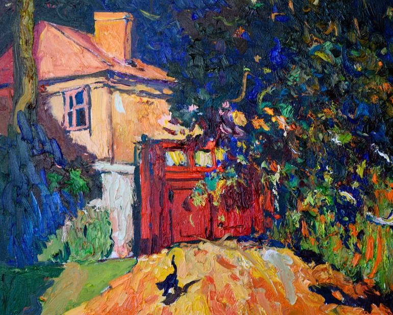 Red Gate, Night Painting by Suren Nersisyan | Saatchi Art