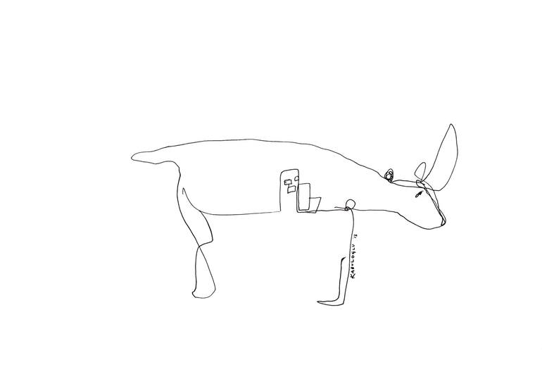 Confused Rhino with a Deer Costume Painting by Baris Kabuloglu | Saatchi Art