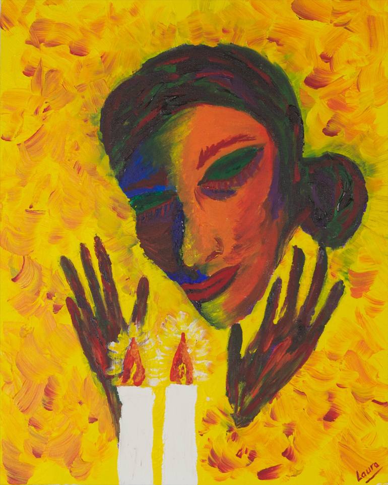 Candle lighting Painting by Laura Sykes | Saatchi Art