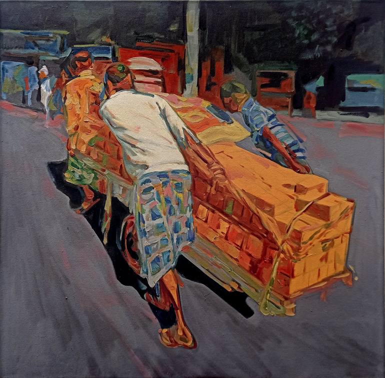 Triumph of Labour Painting by Prithvi Kumar | Saatchi Art