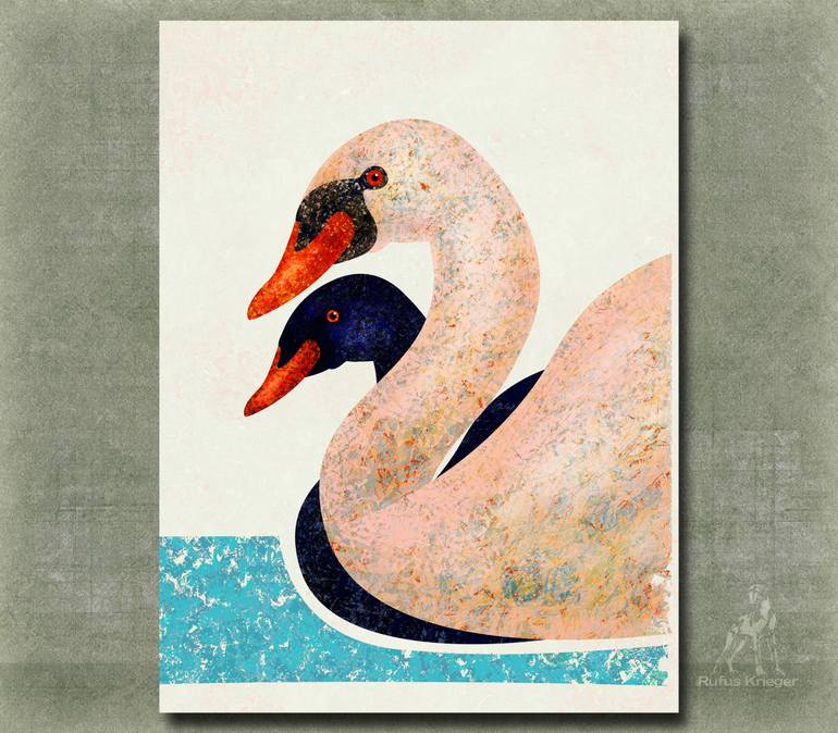 Swans Drawing by Rufus Krieger | Saatchi Art