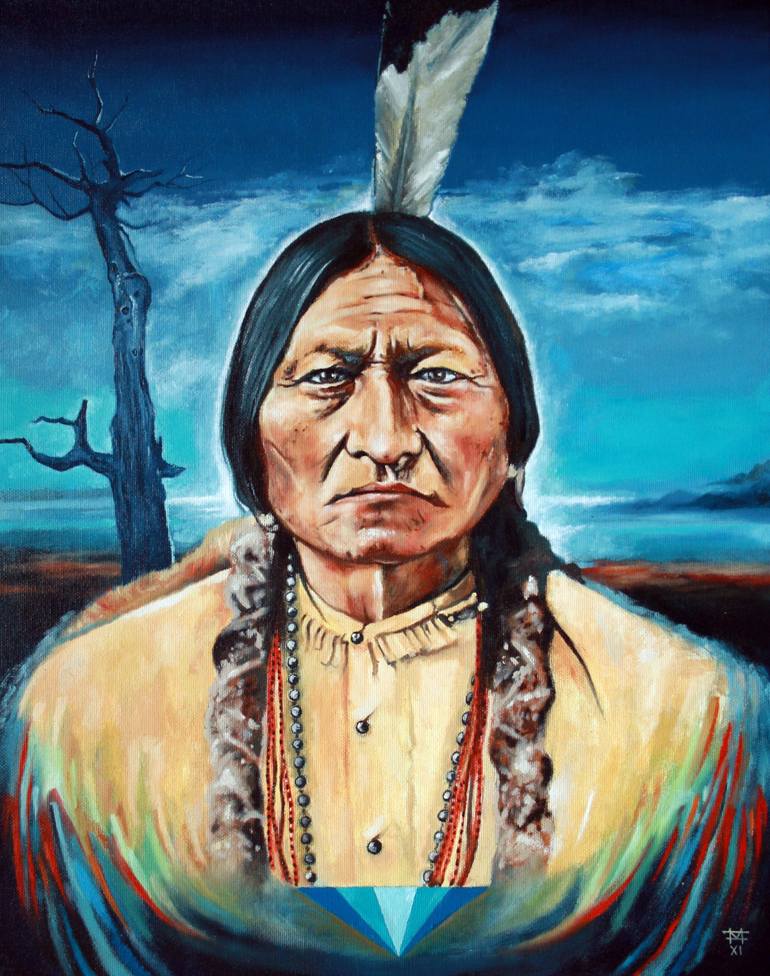 Sitting Bull Painting by Miro Foltin | Saatchi Art