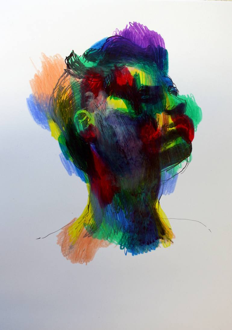 Rainbow man Drawing by Hanna Ilczyszyn | Saatchi Art