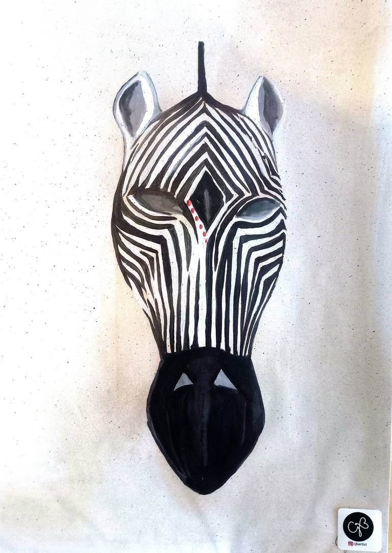 Savanna Animal Mask, Zebra #2 Painting by Cjb Artist | Saatchi Art
