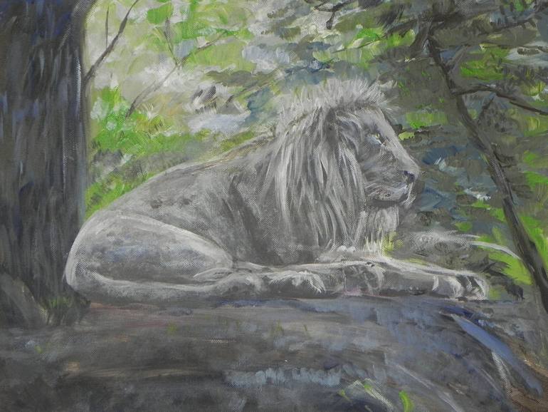 Sitting Lion Painting by Mark Amodeo | Saatchi Art