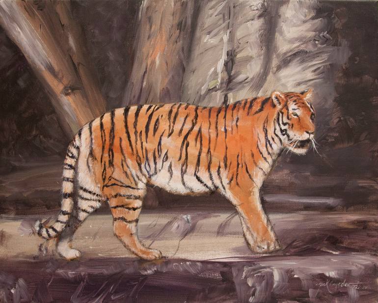 Walking Tiger Painting by Mark Amodeo | Saatchi Art