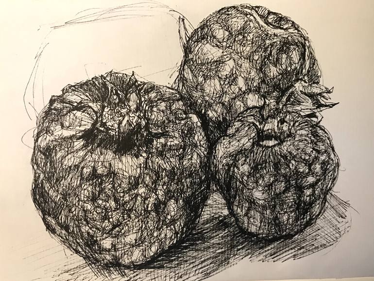 Pomegranate ~trio Drawing by Motoko Kamada | Saatchi Art