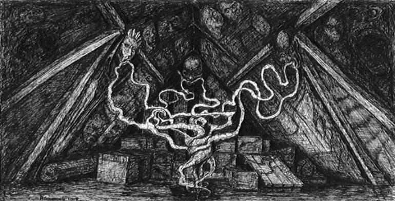 Entombed In Silence Above Drawing by Paul Bowring | Saatchi Art