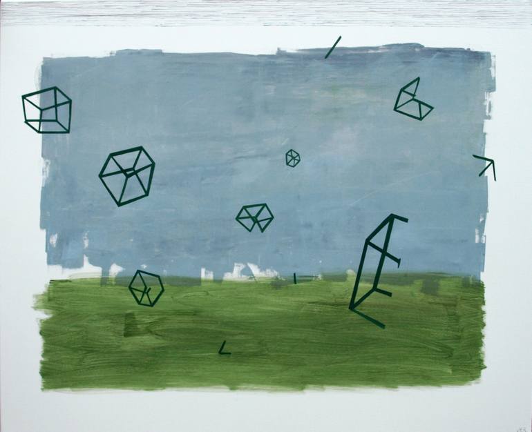 Landscape with incomplete objects Painting by Mirella Rylewicz ...