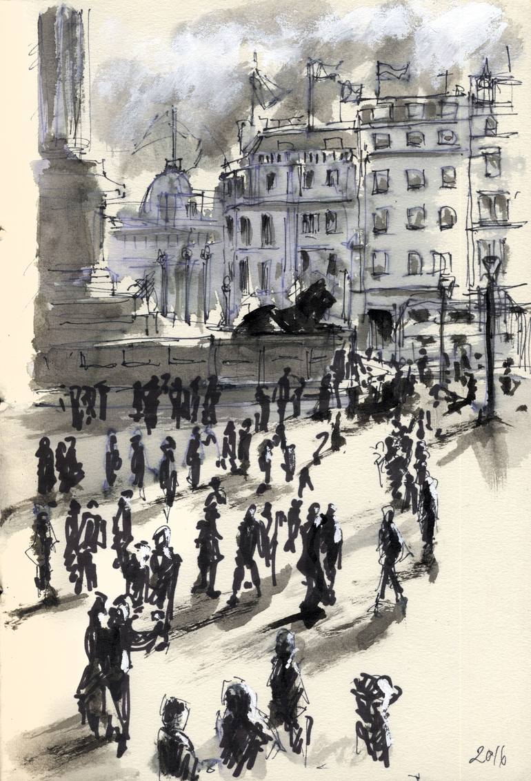 Trafalgar Square, London Drawing by PASCAL FESSLER | Saatchi Art