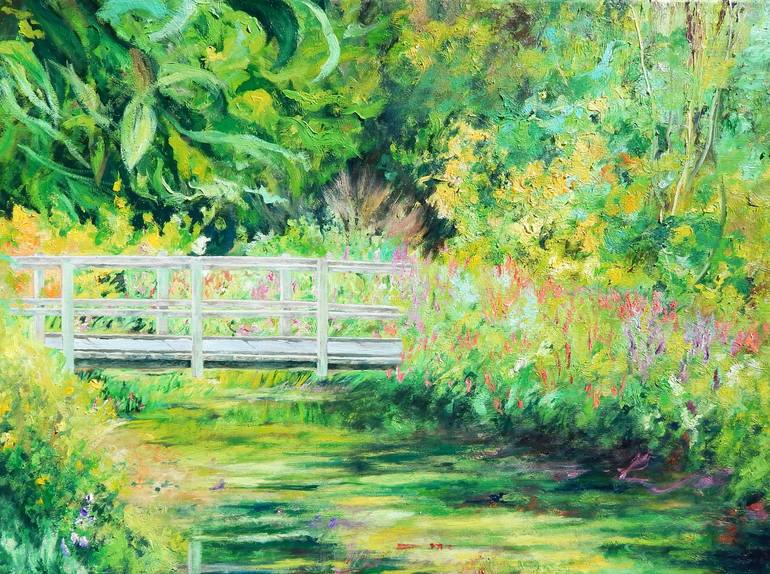 Footbridge in the Water Garden Painting by Richard Freer | Saatchi Art