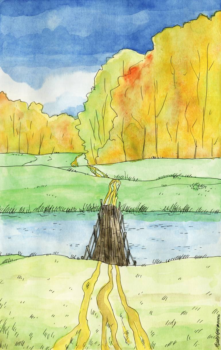 River Drawing by Mikhail Yashin | Saatchi Art