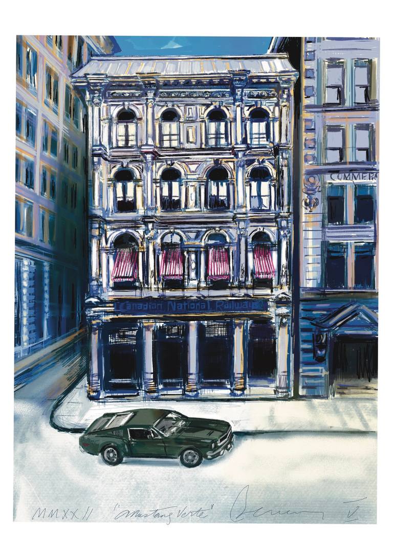 Ford Mustang Parked in Front Digital by Vincent Bernier | Saatchi Art