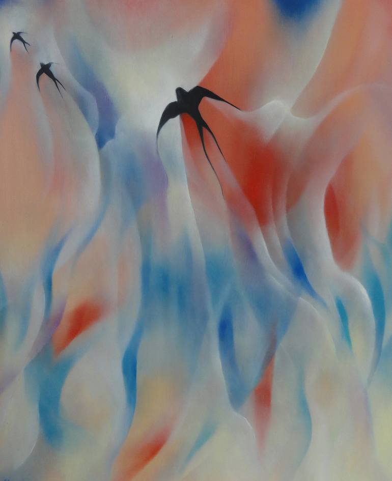 Last Swallow of Summer Painting by Susan Cavaliere | Saatchi Art