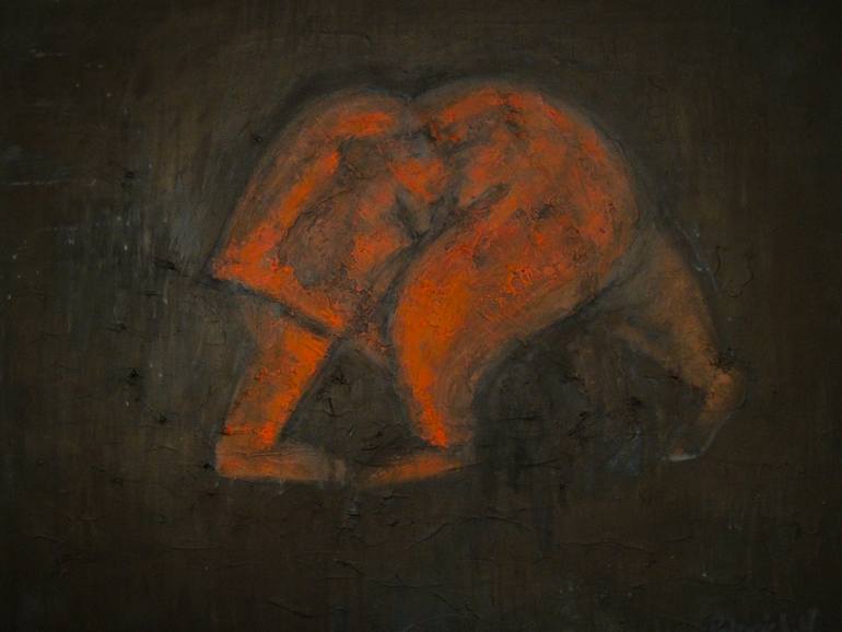Love etc. 6 dark orange Painting by Nadya Polevich | Saatchi Art