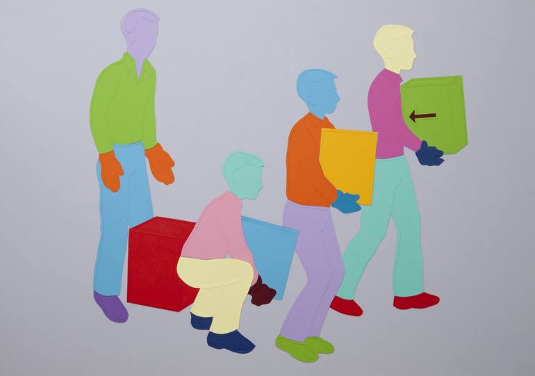 Instructions. Lifting a box. Collage by Victoria Kovalenko | Saatchi Art