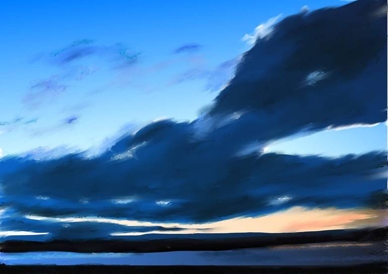 dark cloud sunset Painting by Mario Ferrari | Saatchi Art