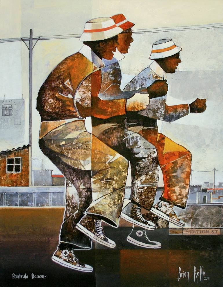 Pantsula Dancers Painting by Brian Rolfe | Saatchi Art