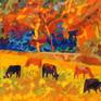 Five Texas Cows At Sunset oil painting by Bertram Poole Painting by ...