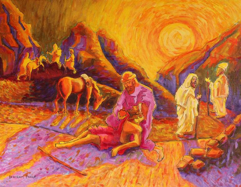 The Good Samaritan parable Painting by Bertram Poole | Saatchi Art