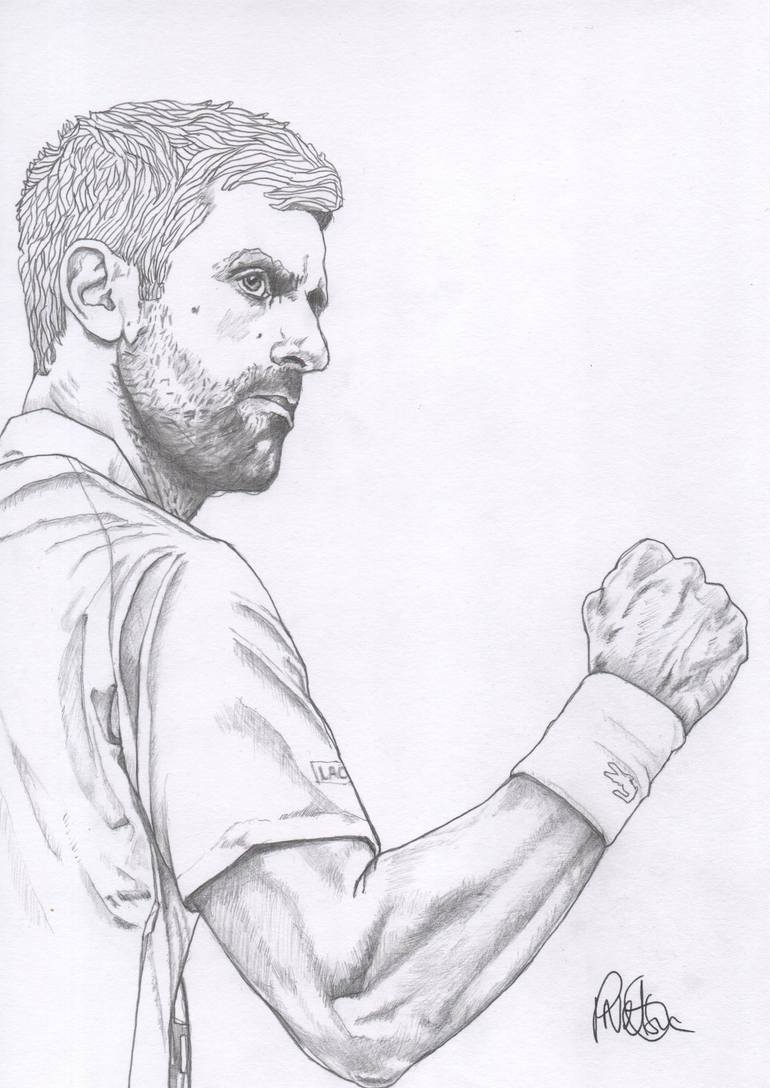 Tennis Novak Djokovic Drawing by Paul Nelson-Esch | Saatchi Art