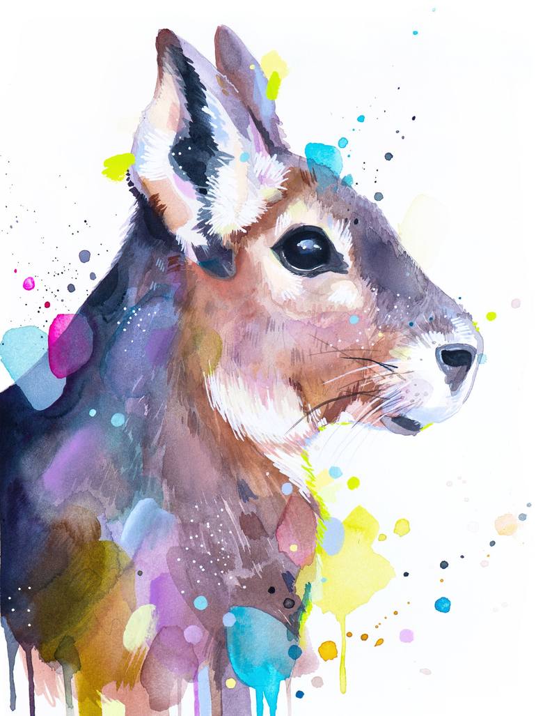 Patagonian mara Painting by Slaveika Aladjova | Saatchi Art
