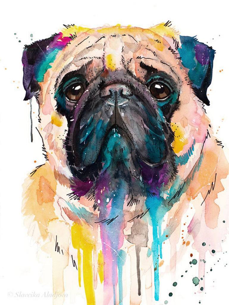 Pug Painting by Slaveika Aladjova | Saatchi Art