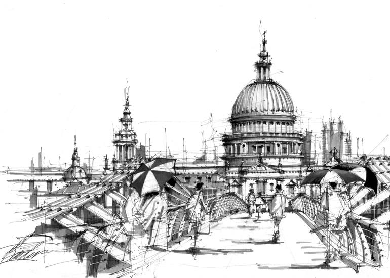 St Pauls Drawing 1 Drawing by Brian Freelander | Saatchi Art