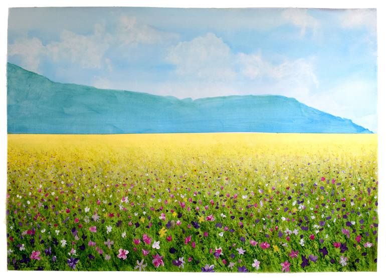 Sunrise on Flowering Field Painting by Geoff Greene | Saatchi Art
