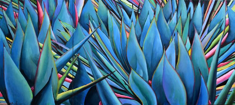 Large Agave Wall Diptych Painting by Geoff Greene | Saatchi Art