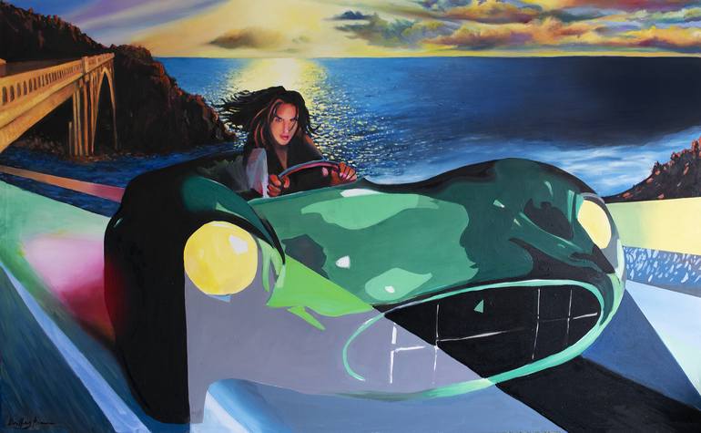 Deluxe Girl in Green Cobra Painting by Geoff Greene | Saatchi Art