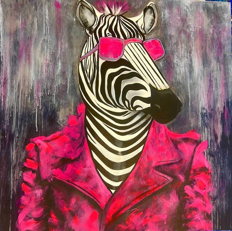 A Very Cool Zebra Painting by Kathy Linden | Saatchi Art