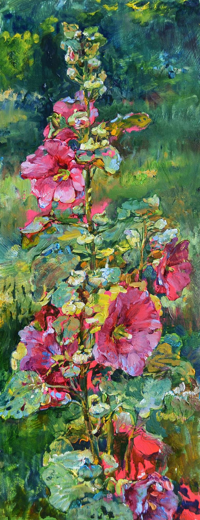 Mallow flowers Painting by Andrii Kutsachenko | Saatchi Art