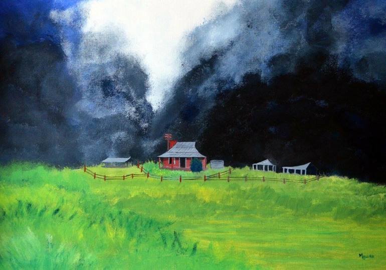 Storm and the house Painting by Moni All | Saatchi Art