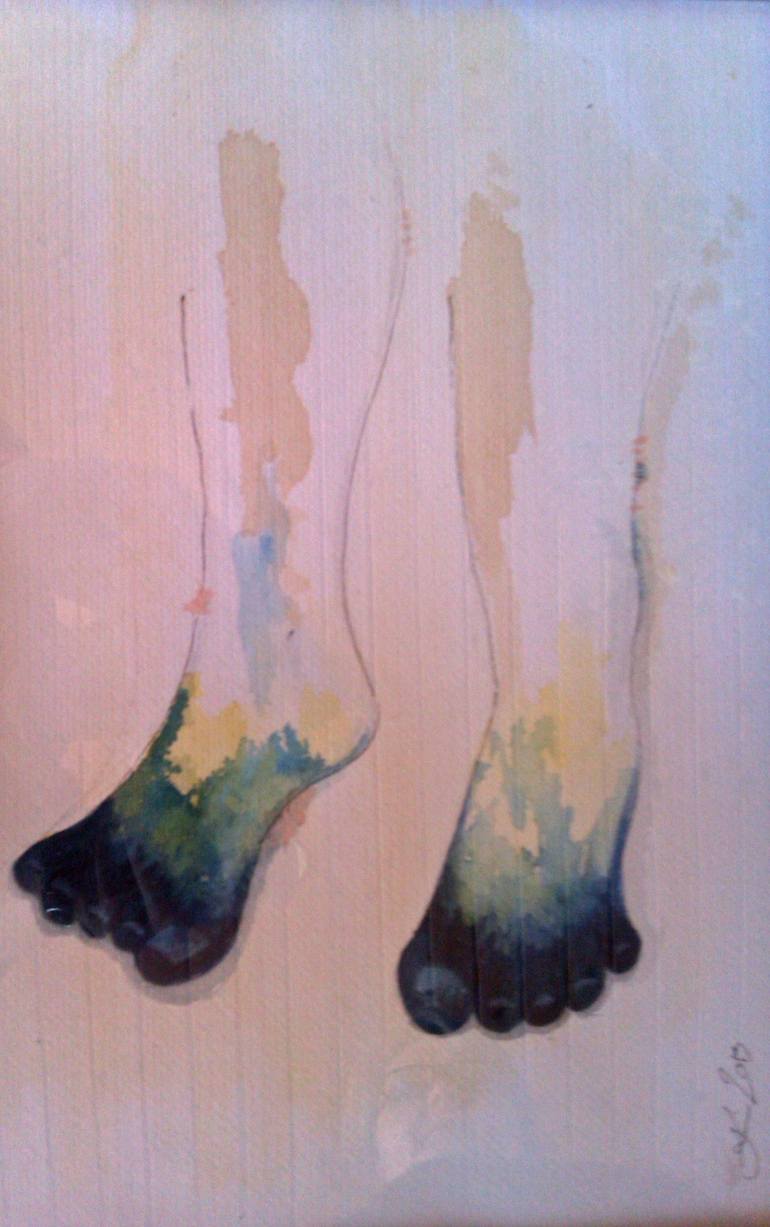 Blue feet Painting by Kira Lindberg | Saatchi Art