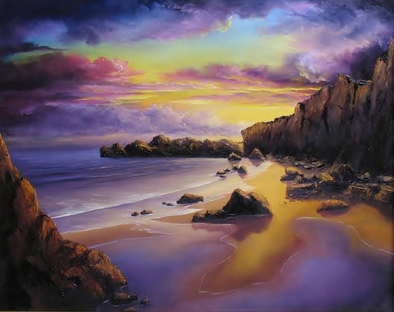 GOLDEN SUNSET Painting by john cocoris | Saatchi Art