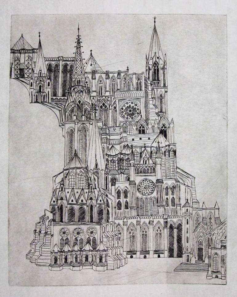Flying Buttresses Printmaking by Danielle Aras | Saatchi Art
