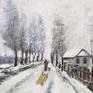 The return from sledging Painting by Maria Karalyos | Saatchi Art