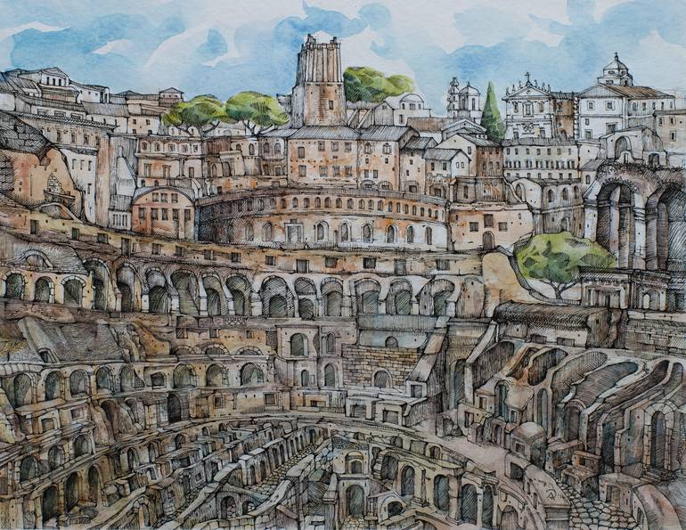 Rome, impression Drawing by Dmitri Albert | Saatchi Art
