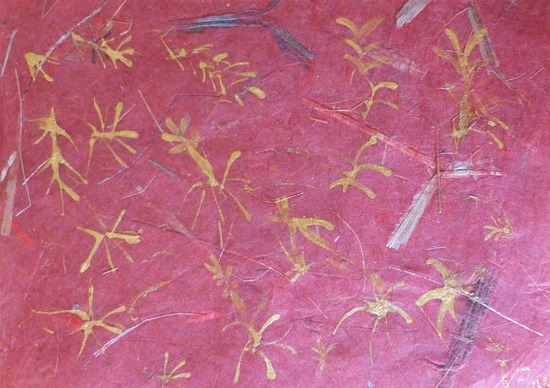 Gold on red Drawing by Ivana Vidić | Saatchi Art