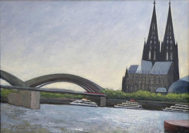 View of Cologne Cathedral Painting by Peter Popovsky | Saatchi Art