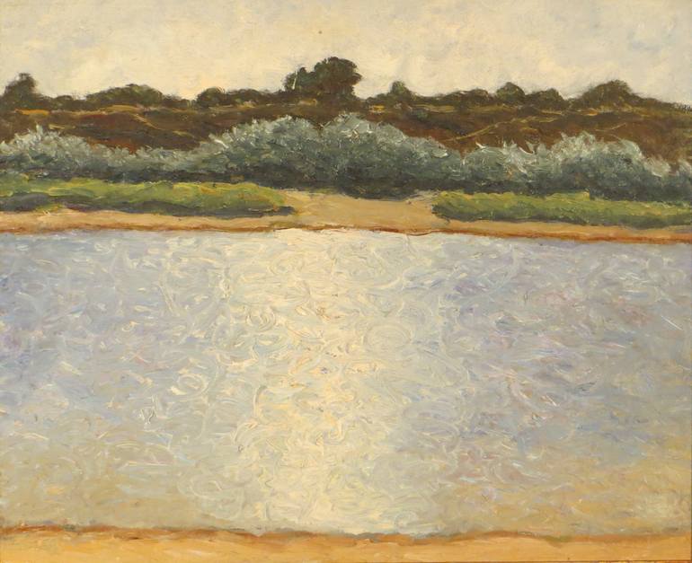 Sunsen on the lagoon Painting by Peter Popovsky | Saatchi Art