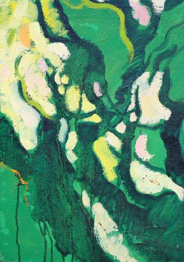 green expression in trees Painting by Zanda Milzaraja | Saatchi Art