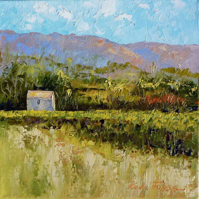 Shed at the foot of the mountain Painting by Radu Focsa | Saatchi Art
