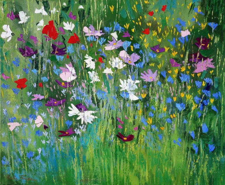 Wild flowers in nature Painting by Radu Focsa | Saatchi Art